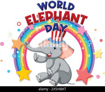 Cartoon elephant celebrating World Elephant Day Stock Vector Image ...