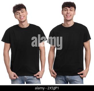 Portrait of twin brothers on white background Stock Photo - Alamy