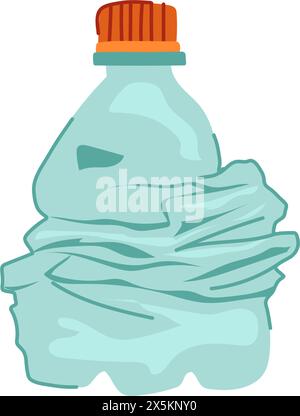 squashed crumpled plastic bottle cartoon vector illustration Stock ...