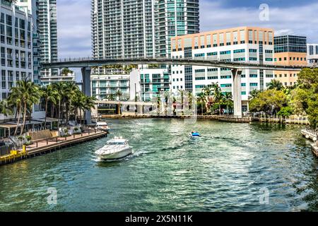 Miami River Brickell Avenue Bridge Buildings Downtown Riverwalk Miami ...