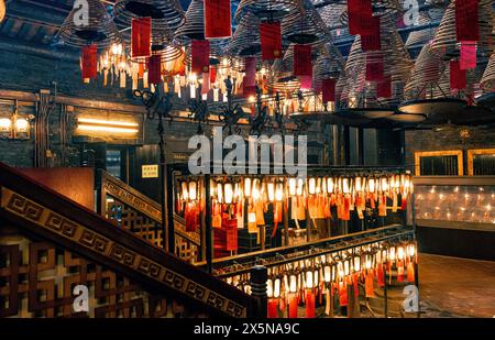View into a temple, smoke, candlelight, Hong Kong Island Stock Photo ...