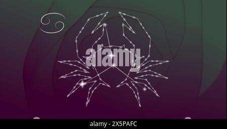 Image of cancer star sign with horoscope wheel spinning over stars on ...