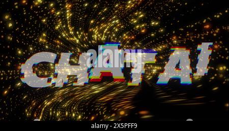 Image of chat ai text over dynamic abstract pattern over black ...