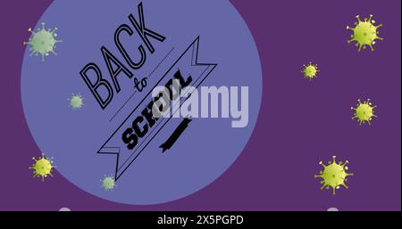 Image of back to school and virus cells over happy caucasian female ...