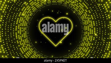 Image of neon heart over flashing yellow lights Stock Photo - Alamy