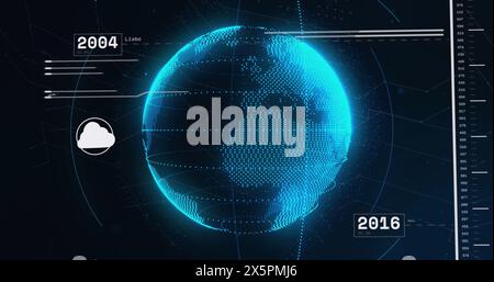 Image of globe with numbers rotating over binary codes and programming language Stock Photo - Alamy