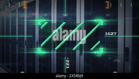 Image of lines in viewfinder with changing numbers over bars on data server systems Stock Photo ...