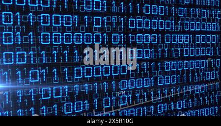 Image of graphs and binary code over african american boy having online ...