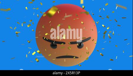 Image of confetti falling over angry emoji emoticon icon over green ...