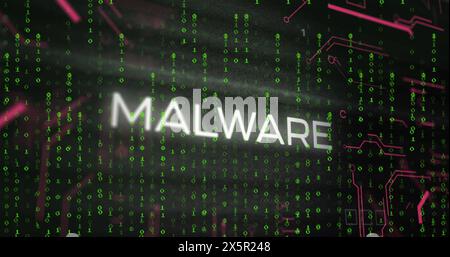 Image of malware text and binary coding data processing over circuit ...
