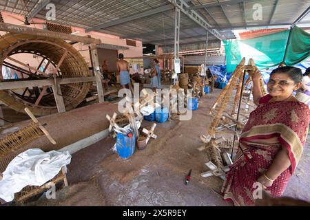 Spinning mill of the Labourers Coir Mats and Mattings Cooperation, coir ...