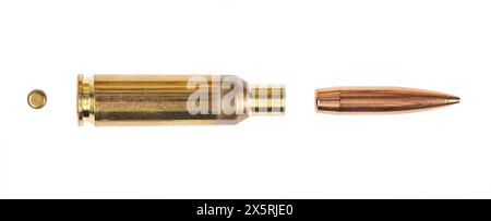 Single assault rifle bullet main defining components parts capsule ...