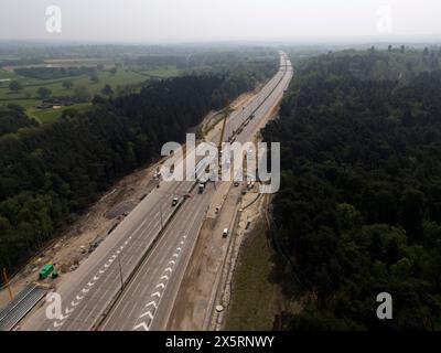 A deserted M25 looking eastbound as engineering works takes place at ...