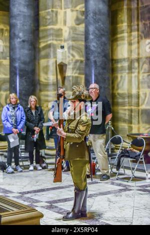 A Shrine of Remembrance guard seen during the 90th-anniversary ceremony ...