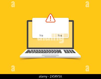 Laptop notification icon in flat style. Computer vector illustration on isolated background ...