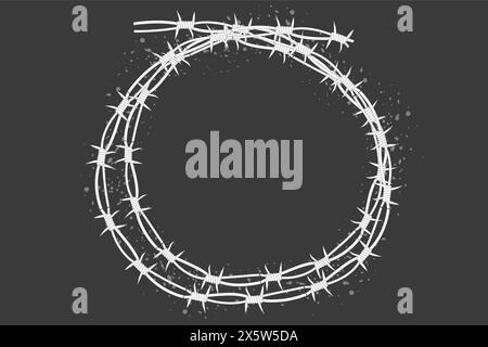 Barbed wire twisted barrier gothic steel boundary, silhouette guard ...