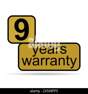 Nine years warranty shadow icon, badge seal guarantee certificate ...