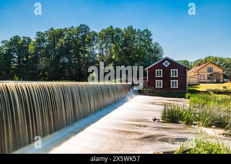 Man made waterfall next to the Art Museum in Lillehammer, Norway ...