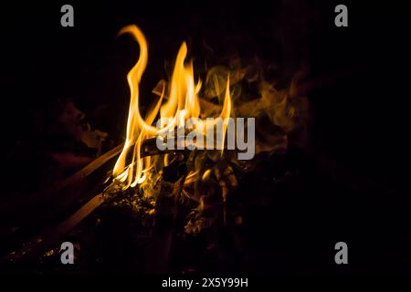 photo of a campfire at night that can warm the body Stock Photo - Alamy