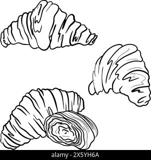 graphic illustration of French croissants with lots of layers on a ...