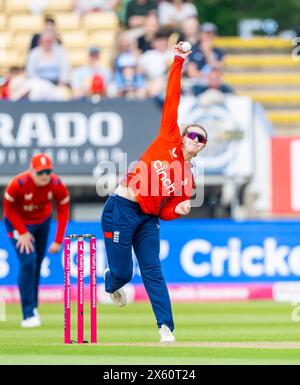 Charlie Dean bowling for England during the Vitality T20 International ...