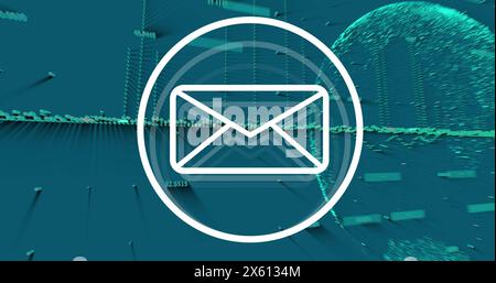 Image of email icon and data processing over globe Stock Photo - Alamy