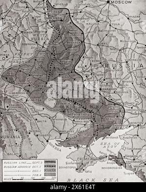 Map showing the advance of the Russian Army in their effort to wipe out ...