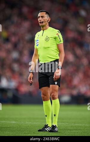 Jose Maria Sanchez Martinez, referee of the match, gestures during the ...