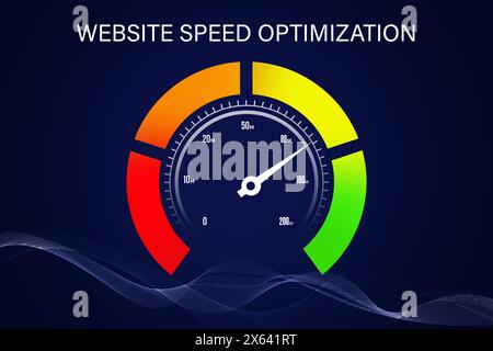 Speed test screen with illustration of speedometer Stock Photo - Alamy