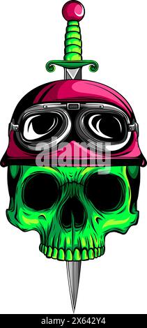 vector illustration of military skull bite a dagger Stock Vector Image ...