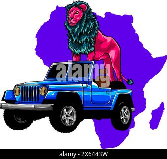 Africa Map of wild rhino sunset safari animals vector Stock Vector ...
