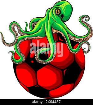 vector illustration of octopus wrapped around a soccer ball Stock ...