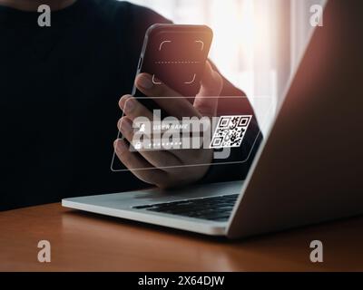 QR Code, multi factor authentication security concept. Digital QR code ...