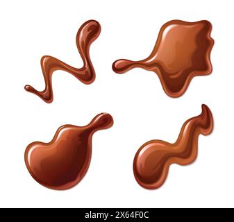White cream droplet fall realistic 3d vector set. Liquid cosmetic drop ...