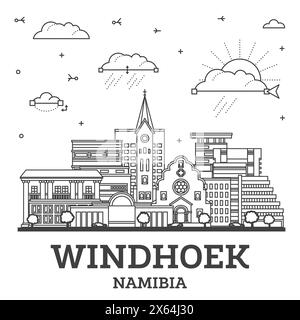 Namibia tourism landmarks, vector city travel illustration Stock Vector ...