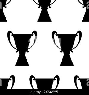Winner trophy cup seamless pattern. Black simple silhouette texture ...