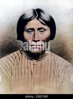 19th century portrait of a Native American Indian from old printed ...