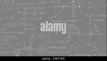 Image of math graps and data over grey background Stock Photo - Alamy