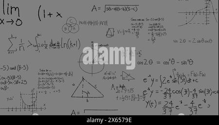 Image of math graps and data over grey background Stock Photo - Alamy