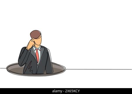 Single continuous line drawing confused Arabian businesswoman emerges ...