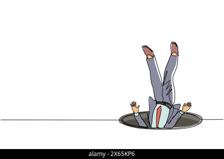 Illustration of a man falling into a pit. Vector illustration. Legs up ...