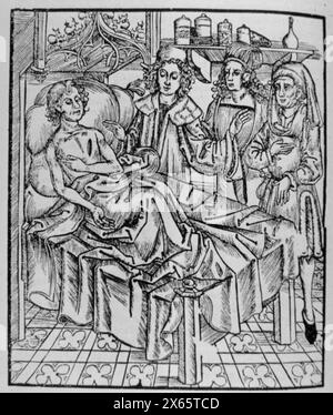 A plague victim, woodcut from the 15th century Stock Photo - Alamy