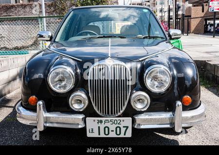 Front view of a black Mitsuoka car, Viewt model, parked in the sunshine ...