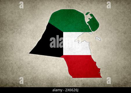 Map of Kuwait, flag map, National colors background Stock Photo - Alamy