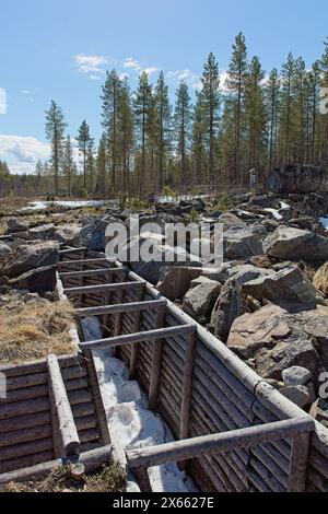 Preserved defensive WW2 trench at Salpa Line Vanttaja fortification are ...