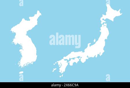 Korean peninsula and Japan countries political map with national ...