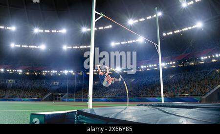 Pole Vault Jumping: Professional Male Athlete on World Championship ...