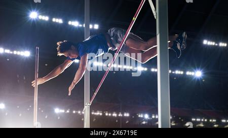 Pole Vault Jumping: Professional Male Athlete on World Championship ...