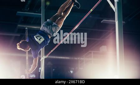 Pole Vault Jumping: Professional Male Athlete on World Championship ...