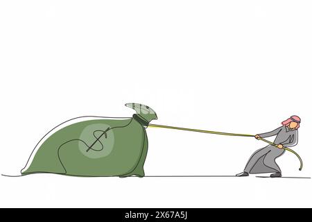 Cartoon of arab man pull money in the hands of giants. Single ...
